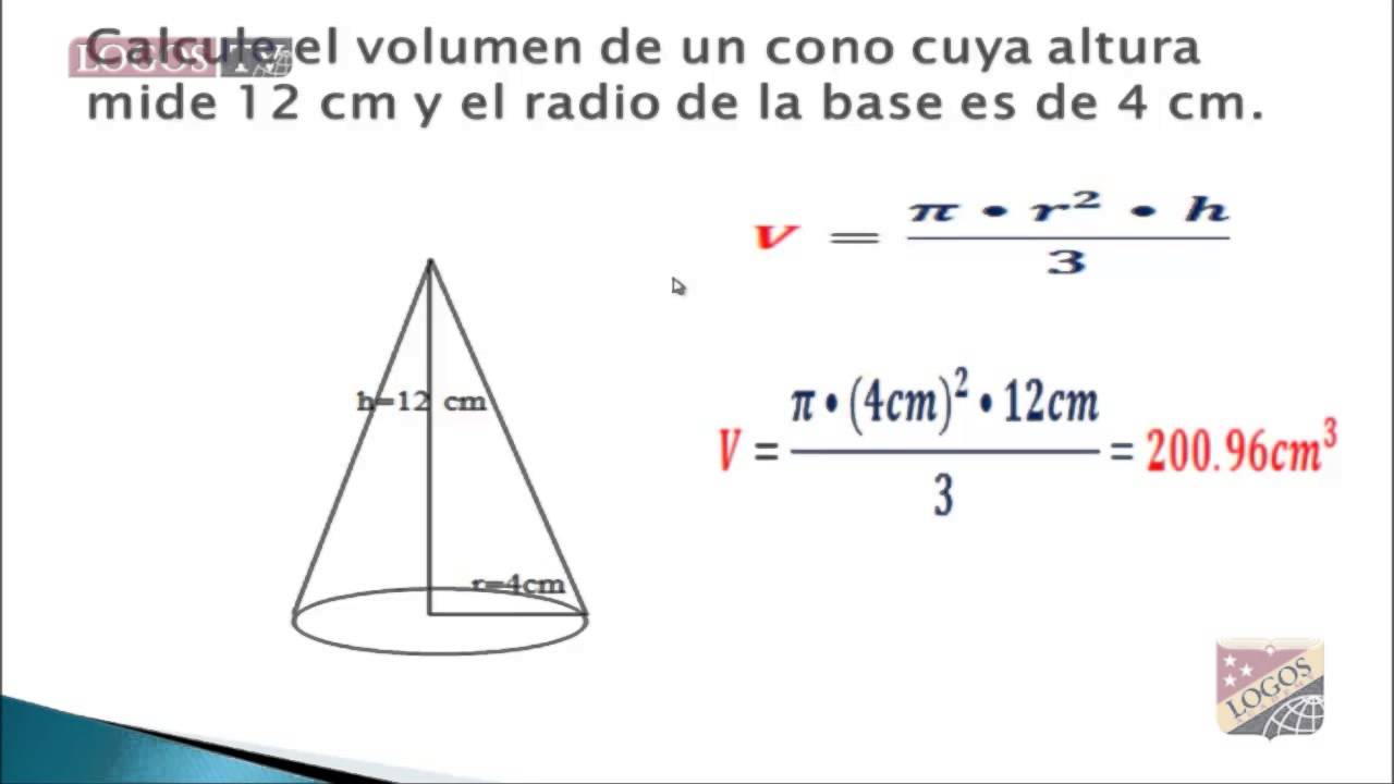 Hoja De Trabajo Sobre El Volumen De Un Cono Volumen Del Cono: