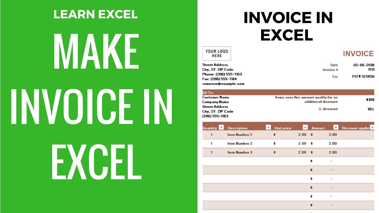 Create Invoice In Excel - YouTube