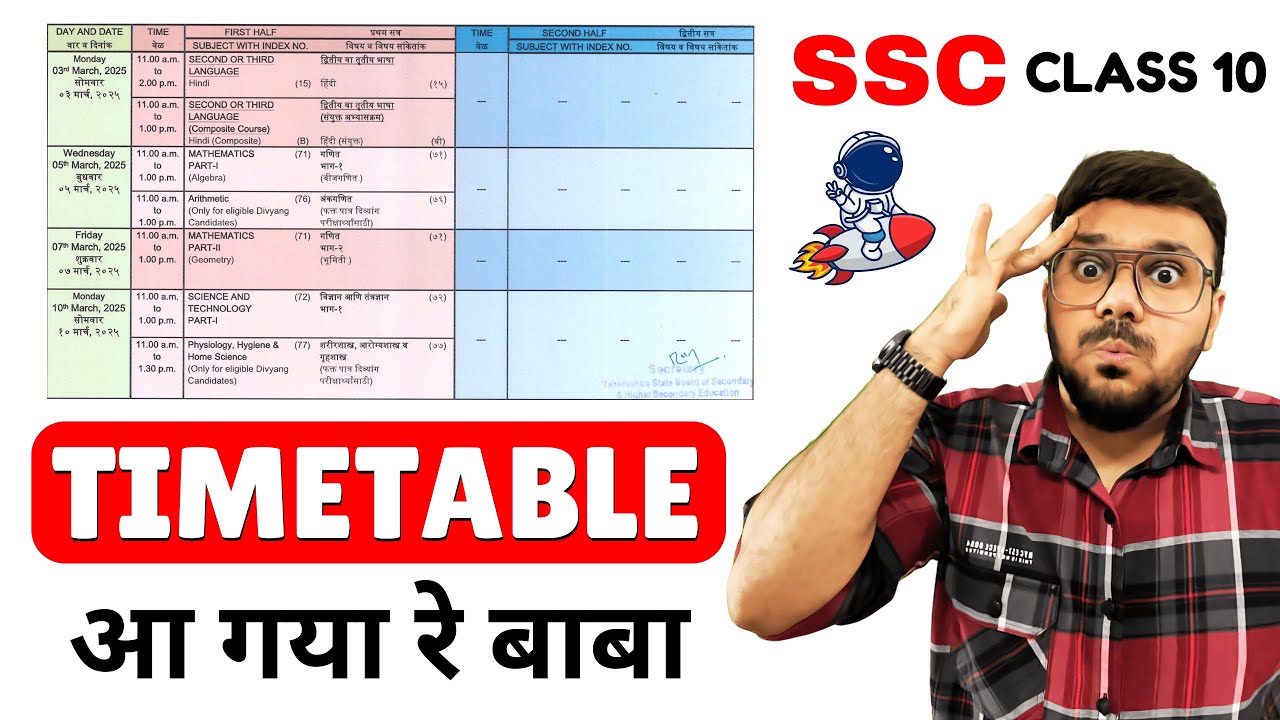 SSC Class 10th Timetable🔥🥵 || Maharahstra State Board || Parth Momaya ...