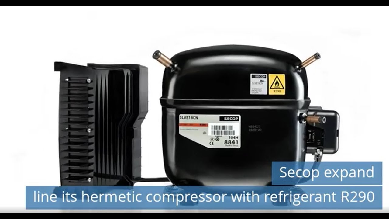 Secop expand line its hermetic compressor with refrigerant R290 - YouTube