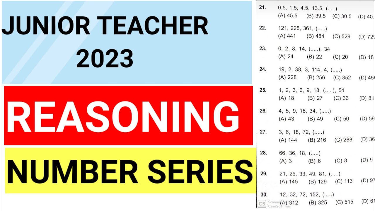JUNIOR TEACHER -2023 || REASONING CLASS || NUMBER SERIES || - YouTube