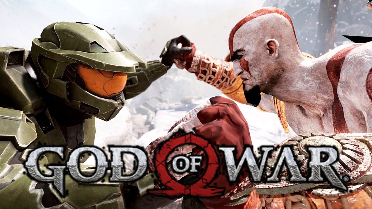 GOW3 Kratos Vs Halo Master Chief Fight Scene - God of War Mods - YouTube