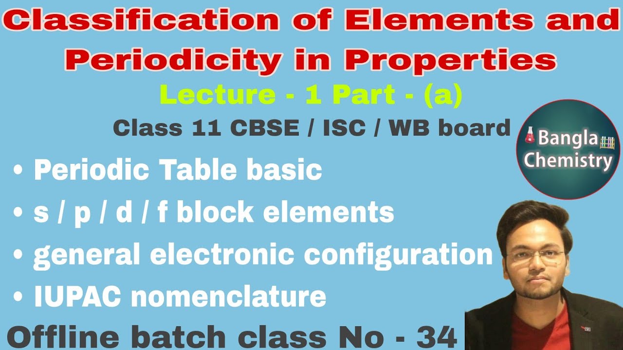 Classification of elements and Periodicity in properties Class 11-(a)- periodic table basic ...