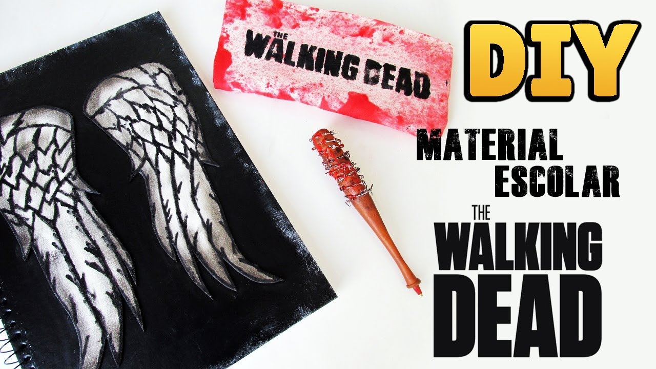 DIY: MATERIAL ESCOLAR THE WALKING DEAD - Tutorial Caneta, Caderno e ...