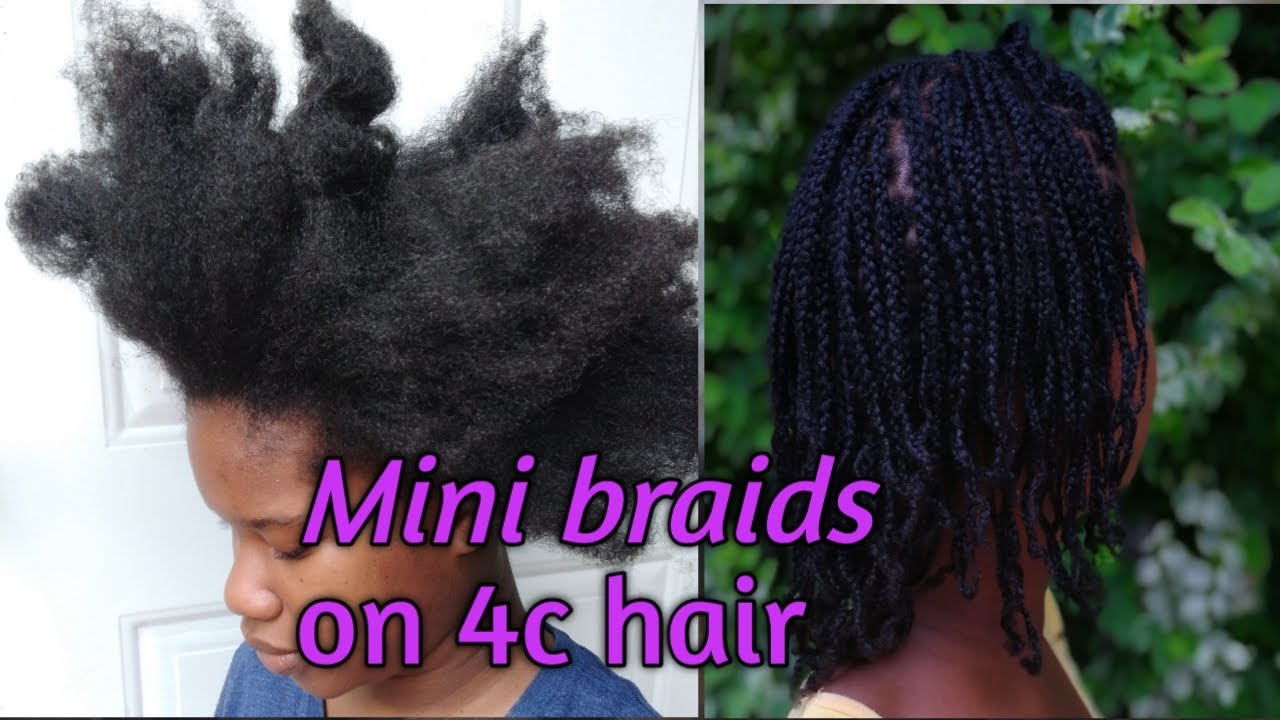 Mini braids on natural 4c hair/mini braids to grow natural hair - YouTube