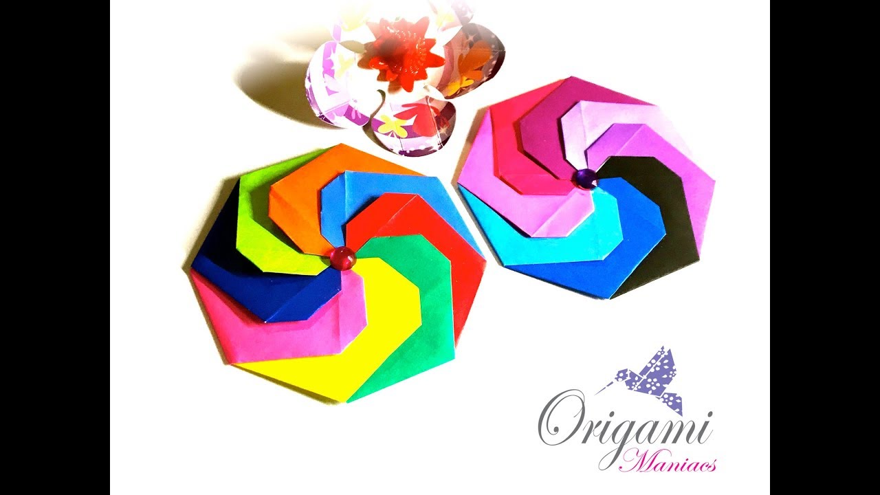 Origami Maniacs 304: Swirl Octagonal Coaster - YouTube