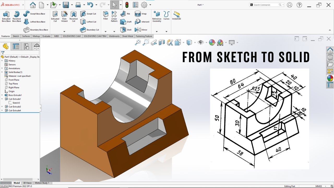 SolidWorks Basics: Build a 3D Part Step by Step - YouTube