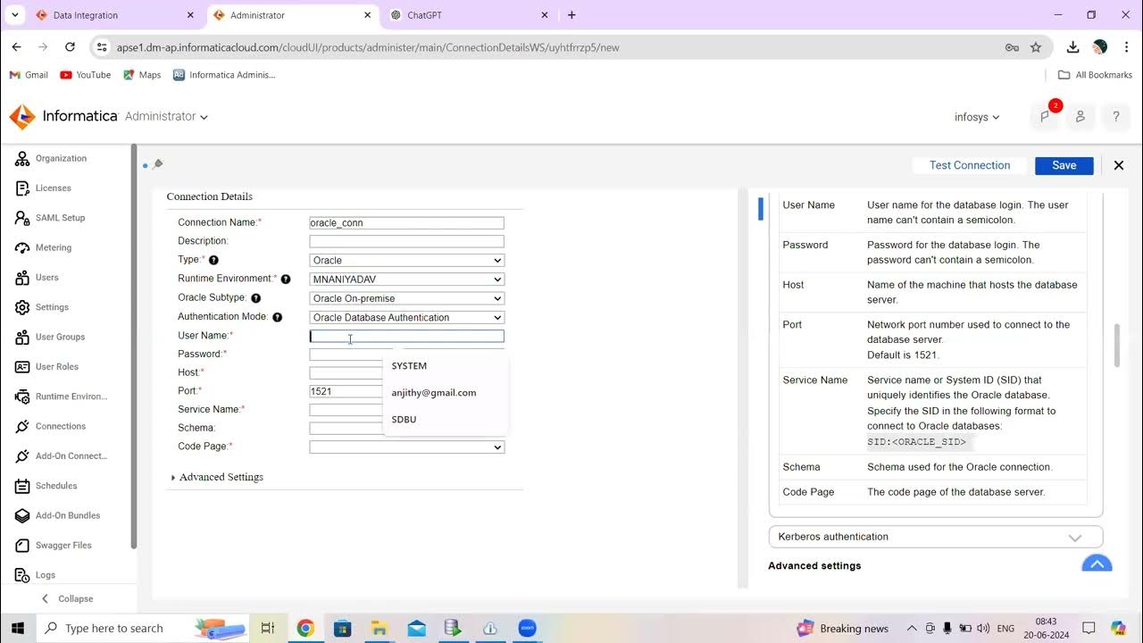 IICS CREATE CONNECTION FOR ORACLE AND FLATFILE - YouTube
