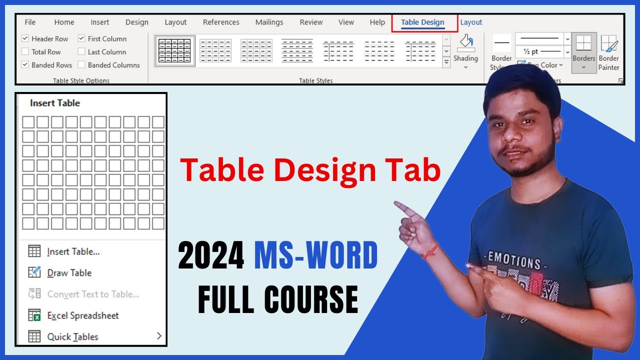 Table Design Tab In MS Word | Table in MS Word | MS Word full course Hindi | MS Word Tutorial ...