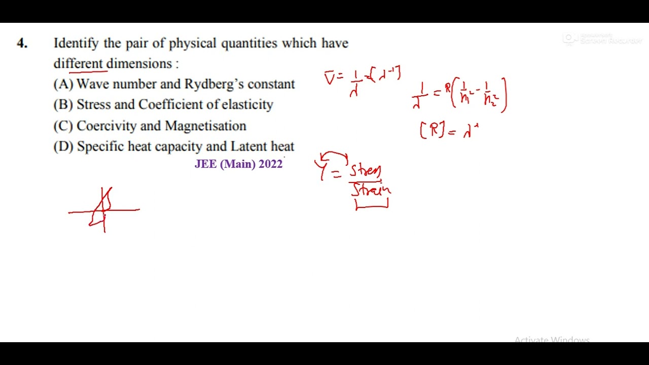 Identify the pair of physical quantities which have different ...