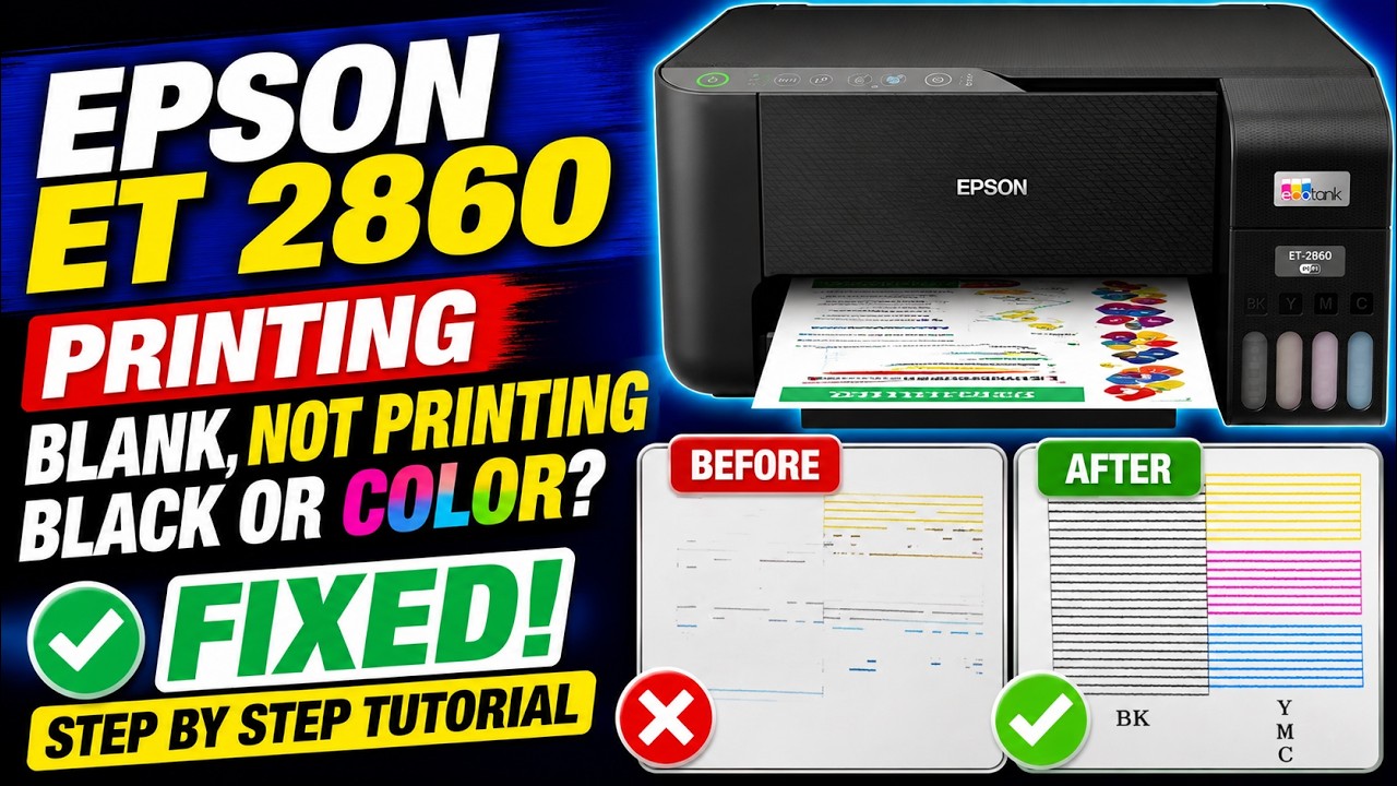 Epson ET 2860 Not Printing Blank No Black or Color - Step By Step ...