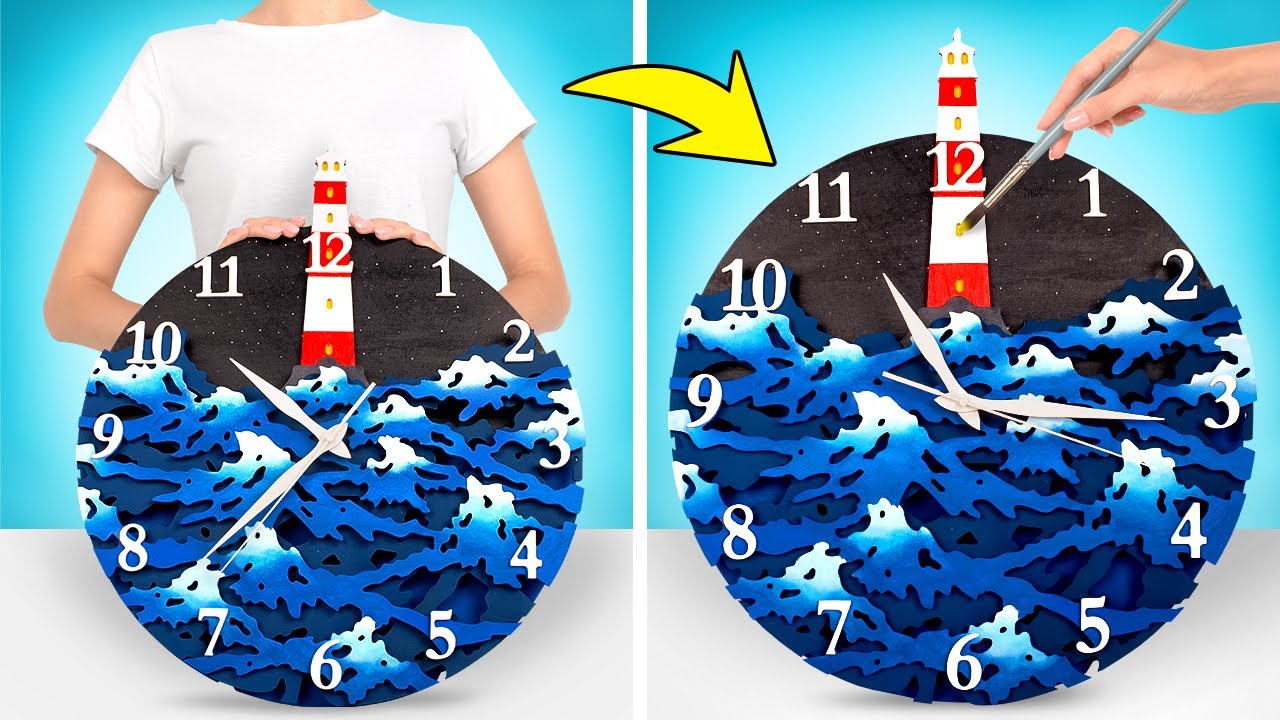 Transforming Wooden Pieces Into Unique Bright Clock With Lighthouse ...