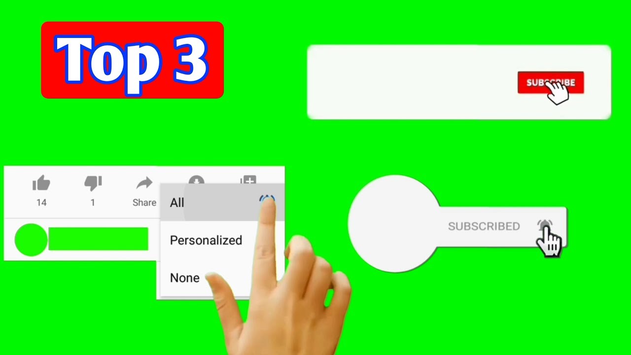 Top 3| Subscribe and bell icon intros green screen without copyright ...