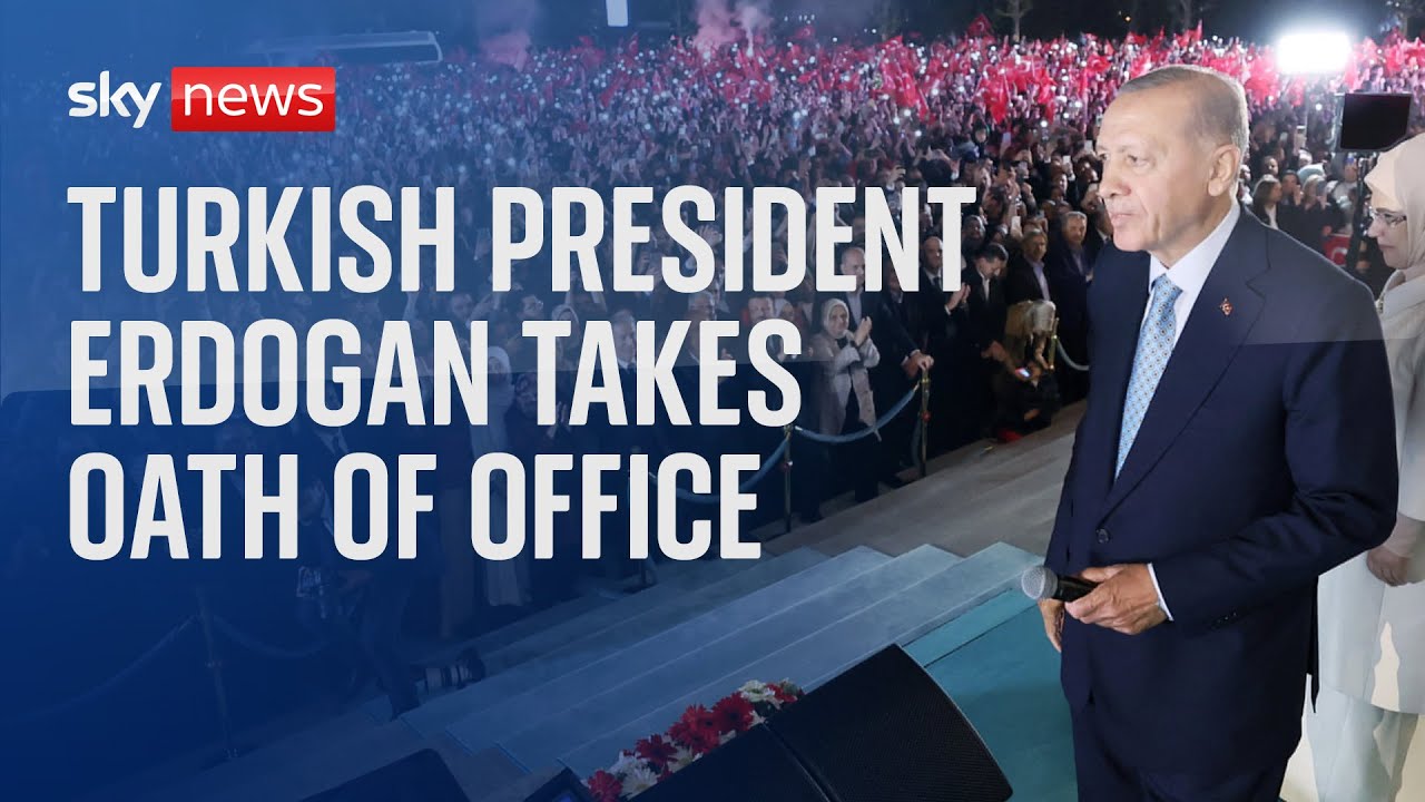 Turkish President Recep Erdogan takes the oath of office in ...