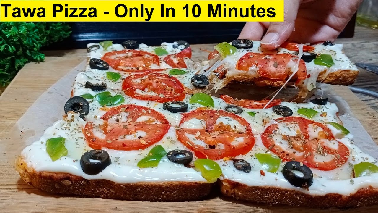 Bread Pizza on Tawa - Tawa pizza recipe - How to make tawa pizza at ...