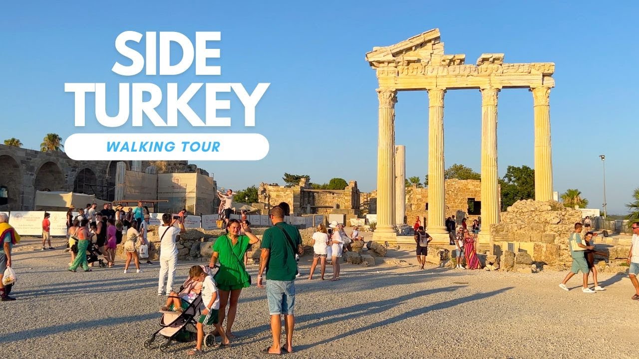 Side, Turkey 🇹🇷 Walking tour Summer 2023 [4K] - Old town, Marina # ...