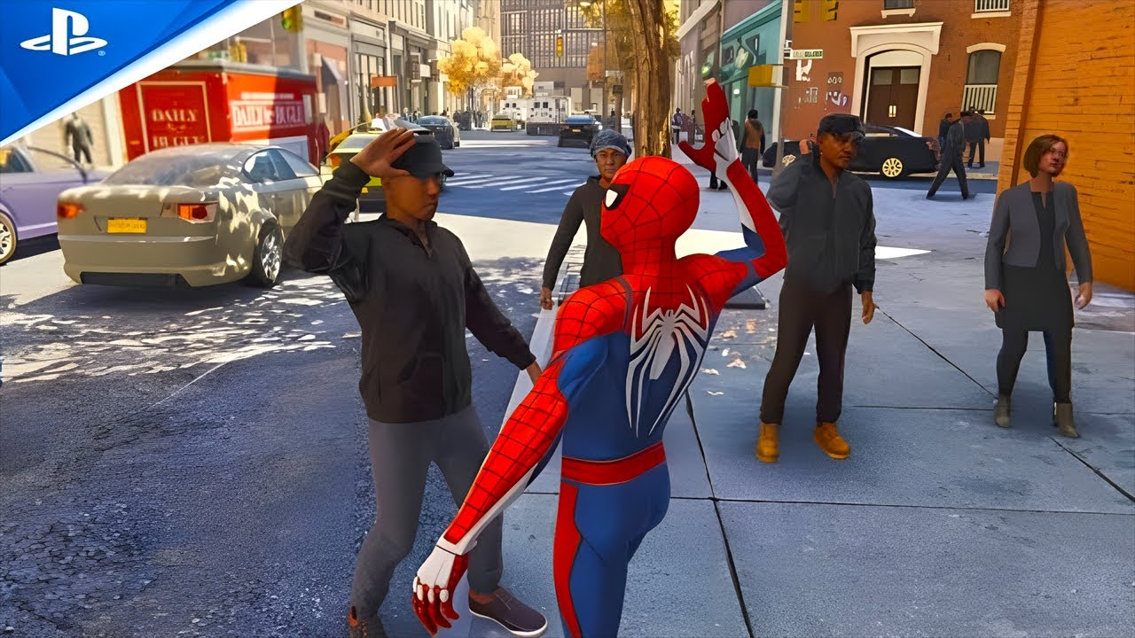 Spider Man PS4 Walking Down New York Street & What Happen Public ...
