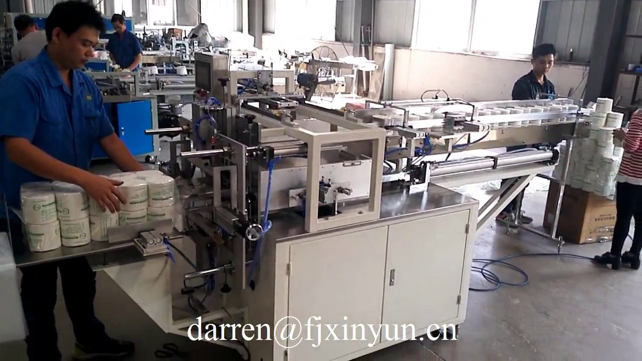 16 20 24 small toilet roll tissue paper bundle packing machine - YouTube