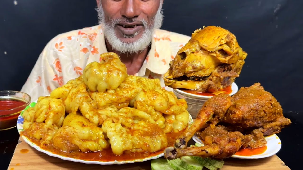 Eating Most Oily Mutton Fat Curry,Deshi Whole Chikhen Curry,Goat Head ...