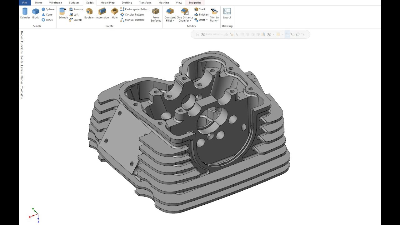 Cylinder head 3D model created in Mastercam - YouTube