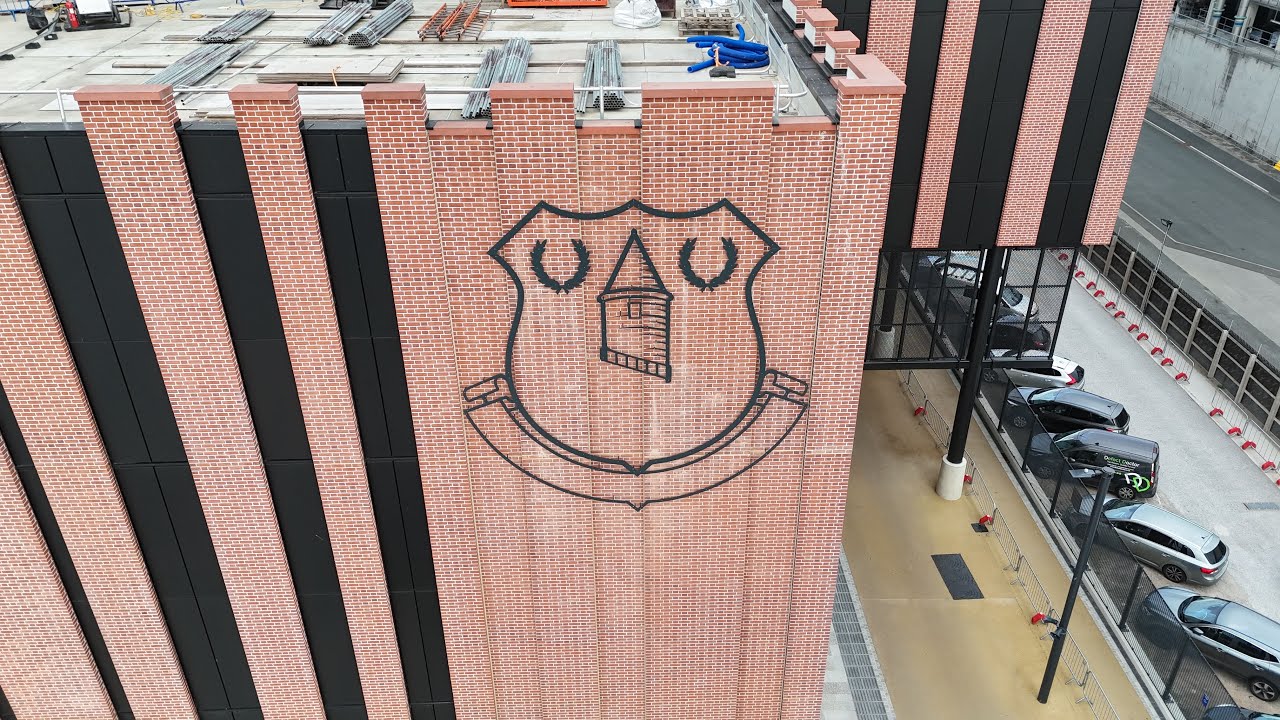 Everton Crest Installation Begins At Hill Dickinson Stadium - YouTube