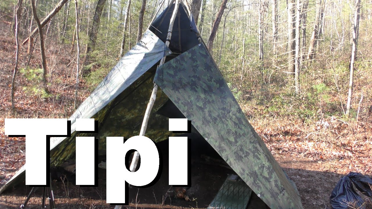 "Two Tarp Tipi" Survival Shelter - YouTube
