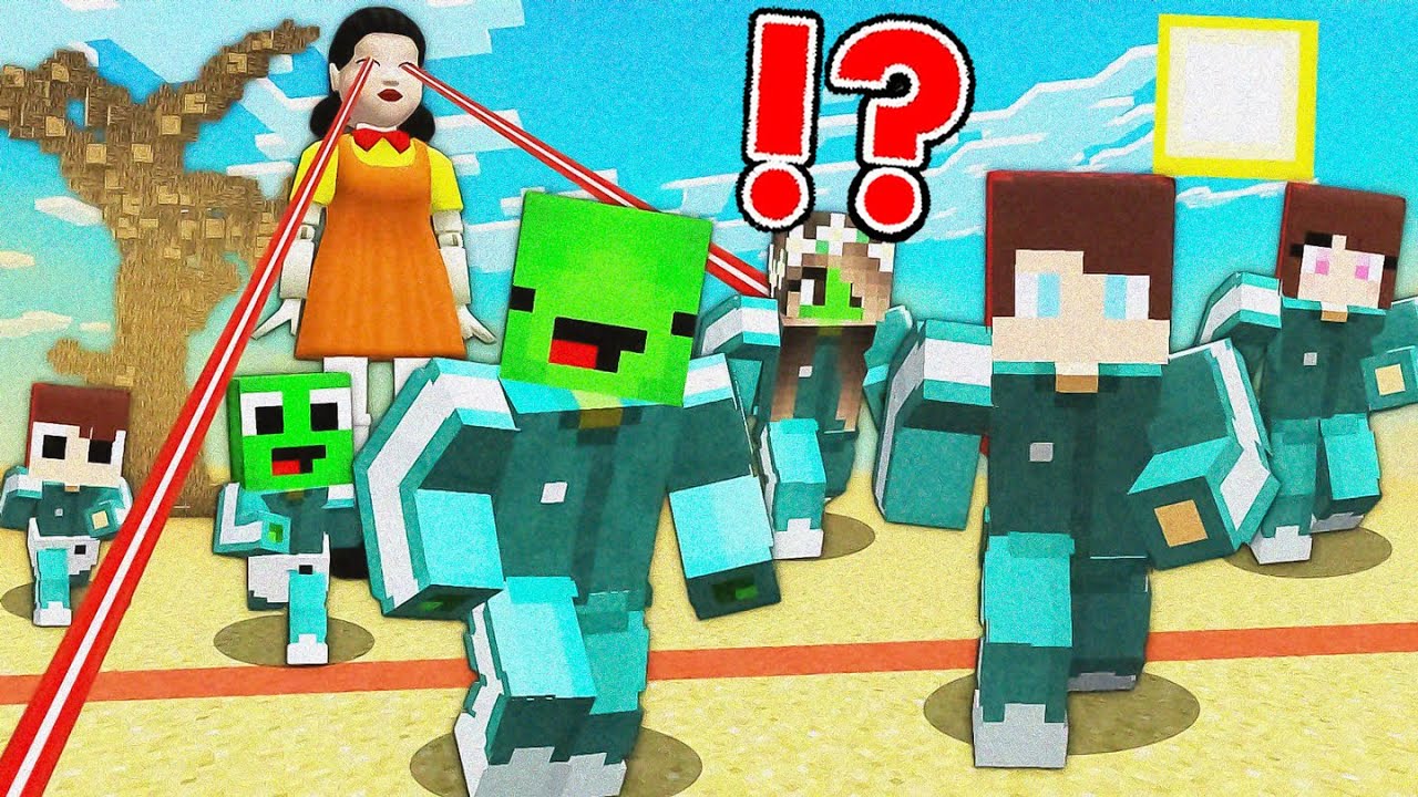 JJ and Mikey FAMILY Survive SQUID GAME Challenge - in Minecraft Maizen! - YouTube