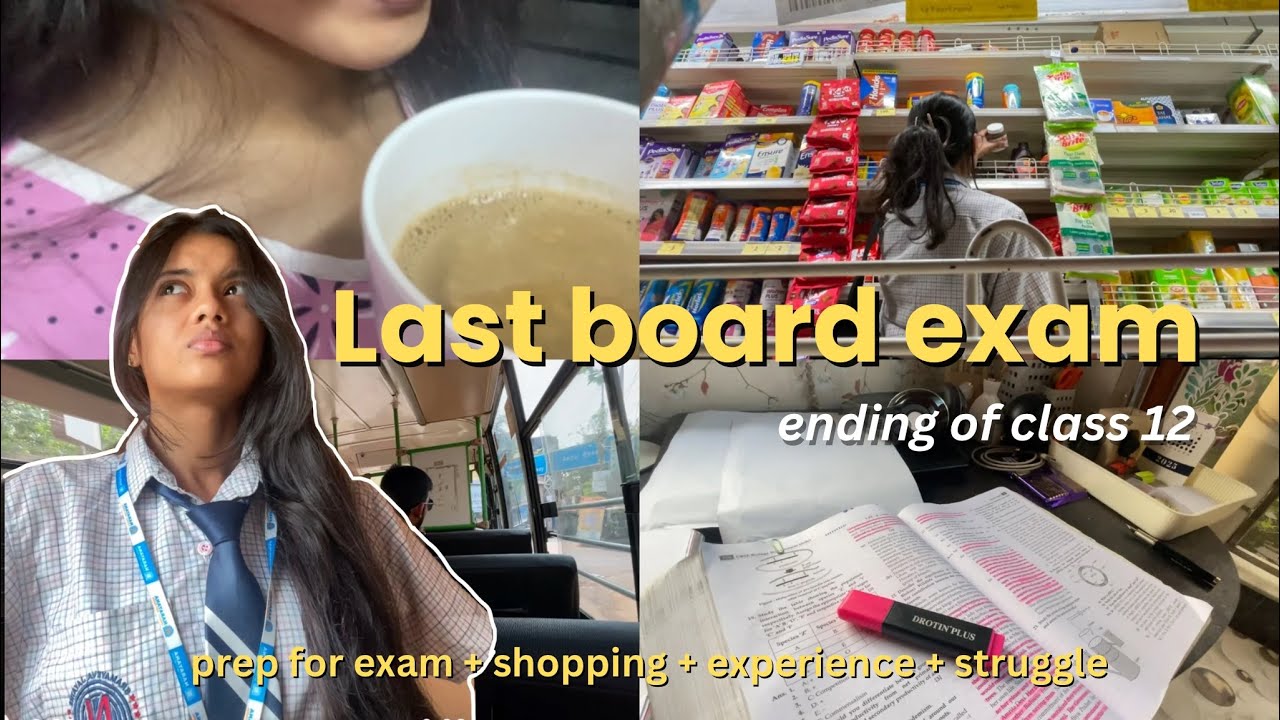 Last board exam of class 12 ️‍🩹 | preparing for boards + exam day vlog ...