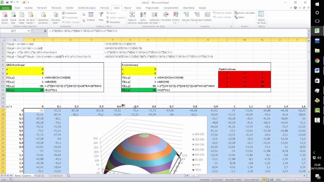 Excel Solver - Vídeo 2 - Métodos de resolución - GRG Nonlinear vs Evolutionary - YouTube