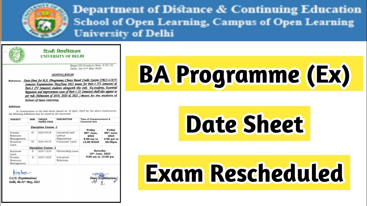 Du BA Programme Datesheet Change | Ran2goal (DU SOL) #du #dusol #degree ...