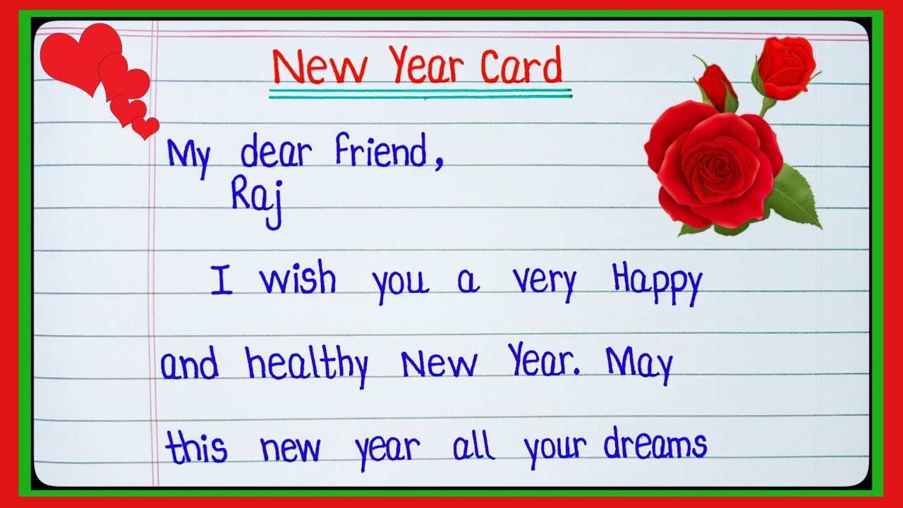 Happy New Year card writing 2024 | Happy New Year greetings card ...
