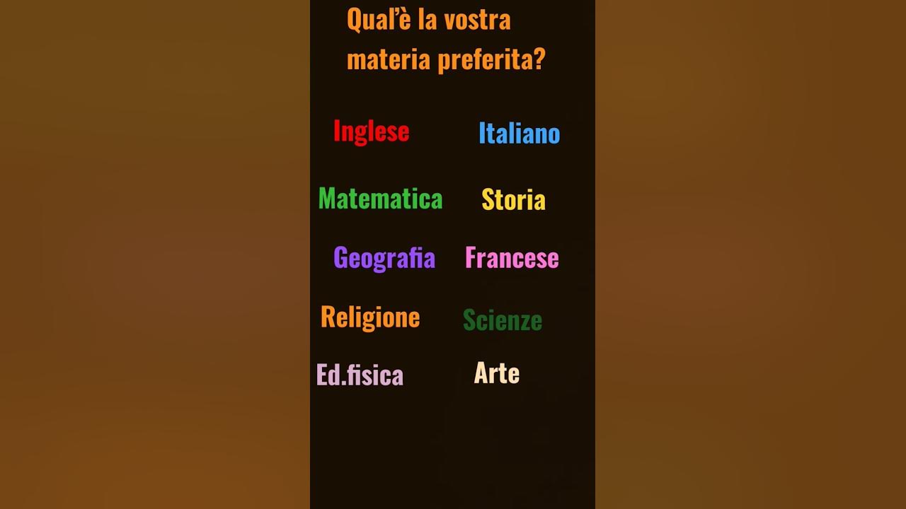 quaľè la vostra materia preferita? ciaoooo - YouTube