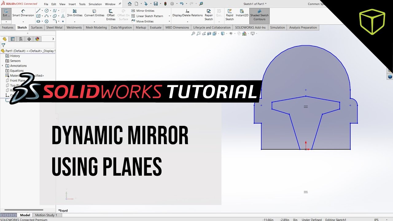 SOLIDWORKS Tutorial Dynamic Mirror Using Planes YouTube SOLIDWORKS Tutorial Dynamic Mirror Using Planes YouTube