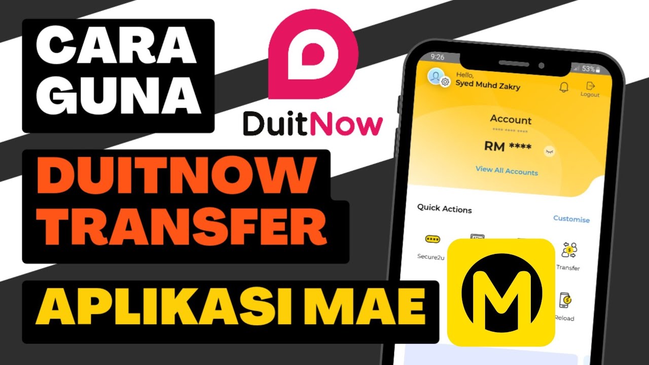 Cara Transfer Duit Melalui Aplikasi MAE menggunakan kaedah DuitNow Transfer - YouTube