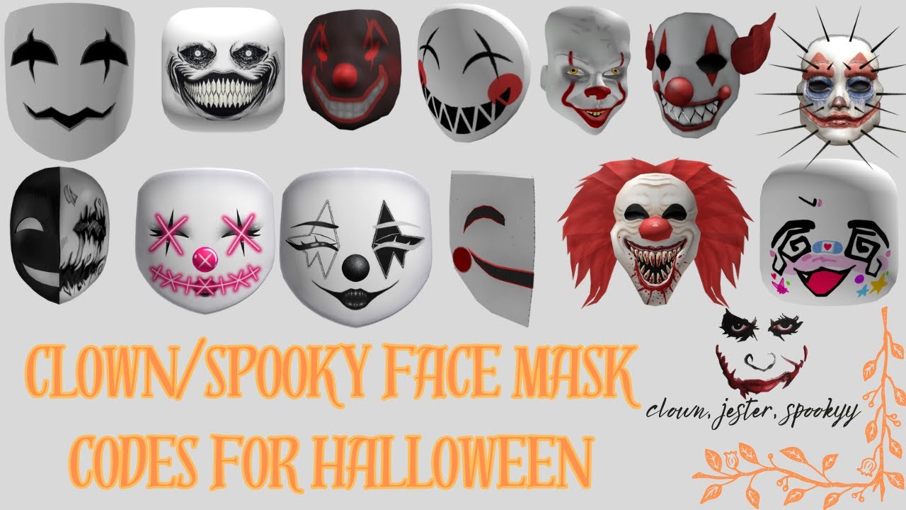 ROBLOX CLOWN/SCARY MASKS FOR HALLOWEEN ||sunnycodes|| #halloweenroblox ...