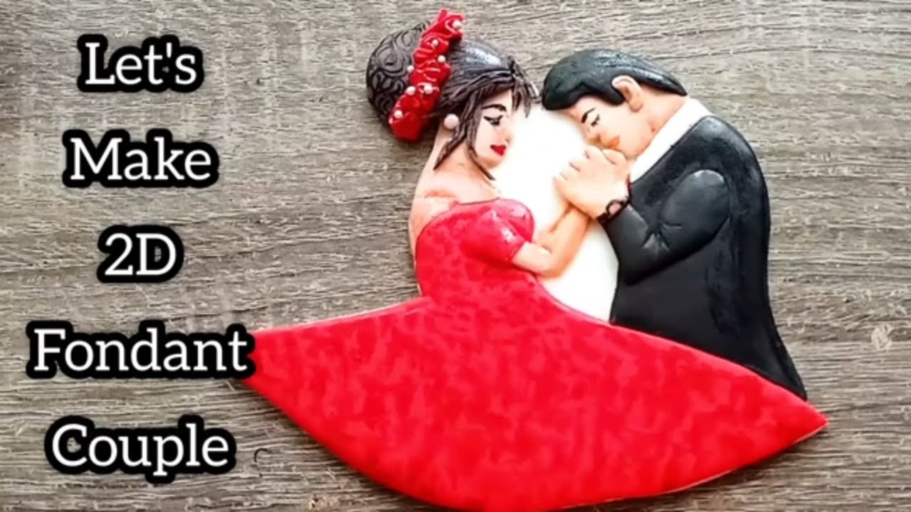 2D Fondant Couple Topper | Wedding Cake Topper | How to make 2D Couple ...