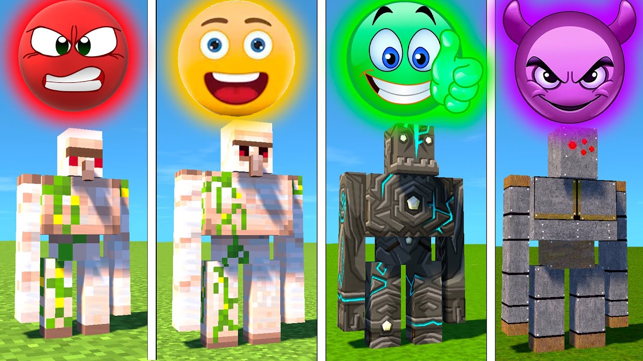 minecraft with different emoji iron golem - YouTube