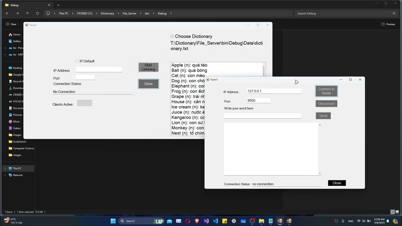 Dictionary Socket Csharp Winform Youtube