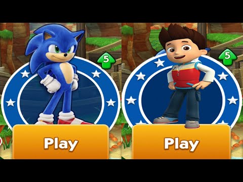 Sonic Dash vs Paw Patrol Ryder Run - All Characters Unlocked - Sonic ...