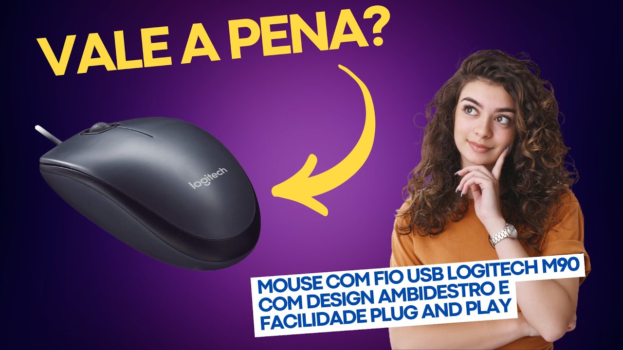 Mouse com fio USB Logitech M90 Design Ambidestro Plug and Play. Vale a ...