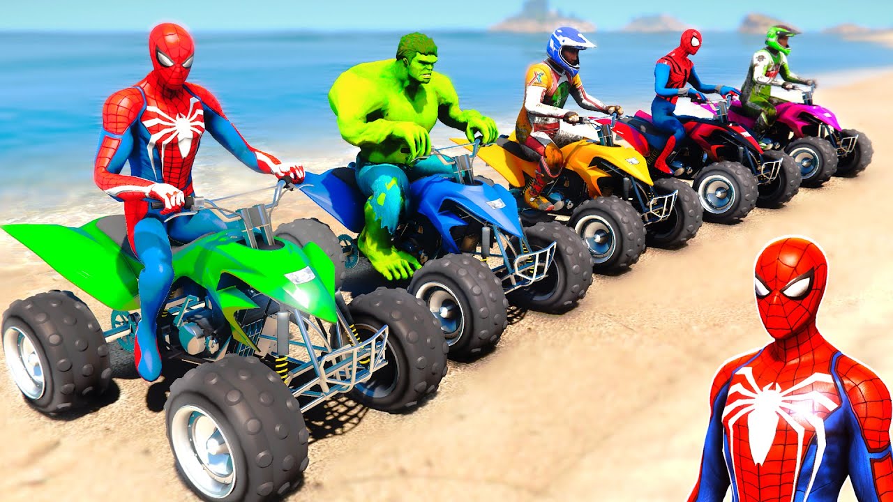Spiderman Hulk ATV Bikers Racing Challenge On Cliff Roads Superheroes ...