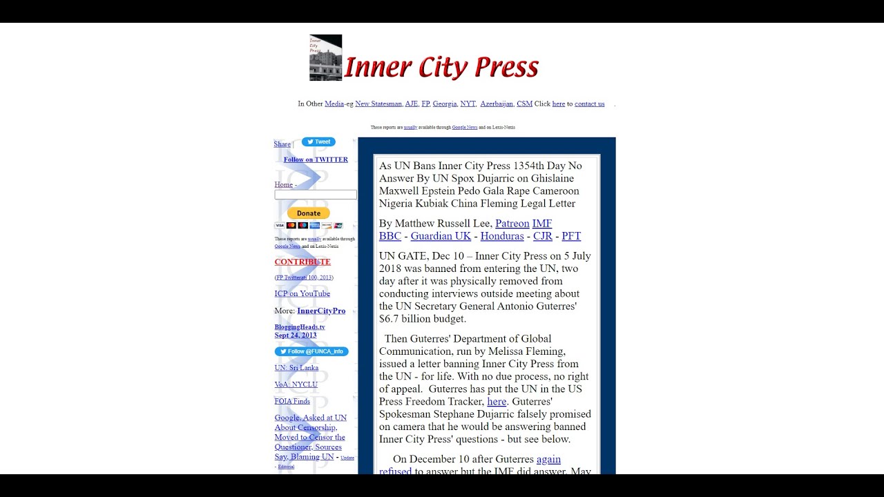 As UN Bans Inner City Press 1354th Day No Answer By UN Spox Dujarric on ...