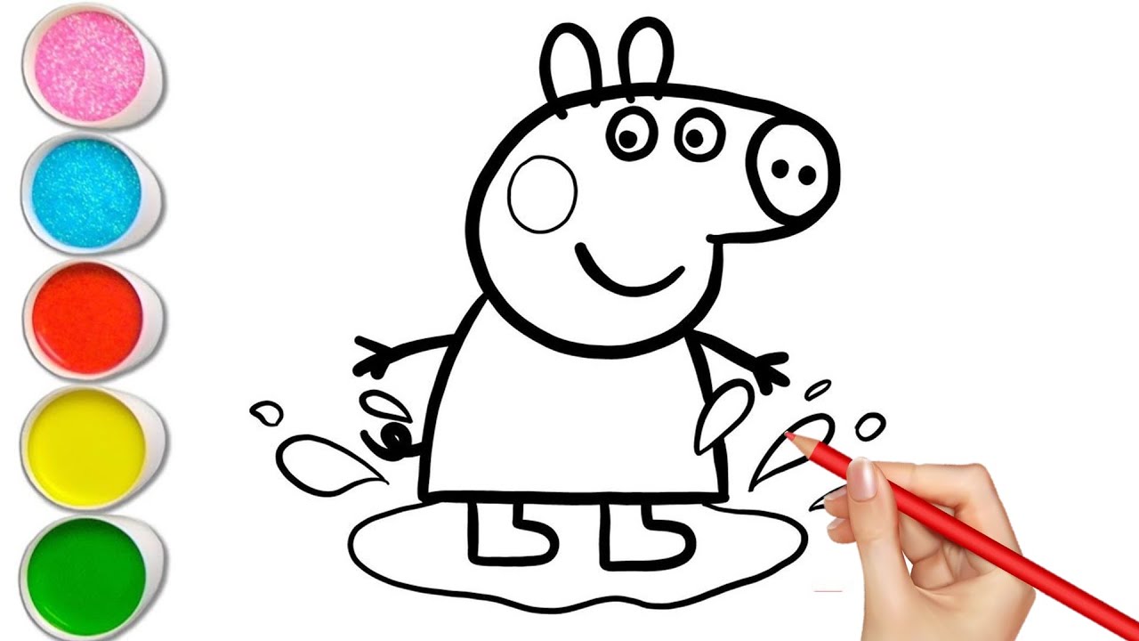 Pippa pig princess drawing for children||beautiful princess drawing for ...