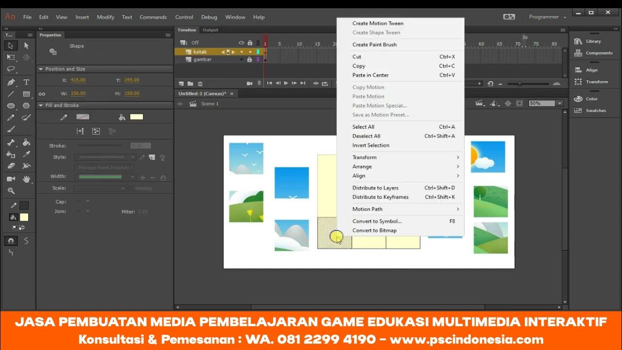 Membuat Game Puzzle dengan Adobe Animate HTML5 Canvas - YouTube