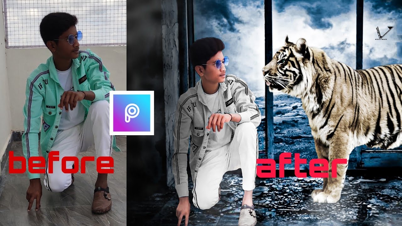 Picsart tiger photo editing tutorial in PicsArt step by step in Hindi ...