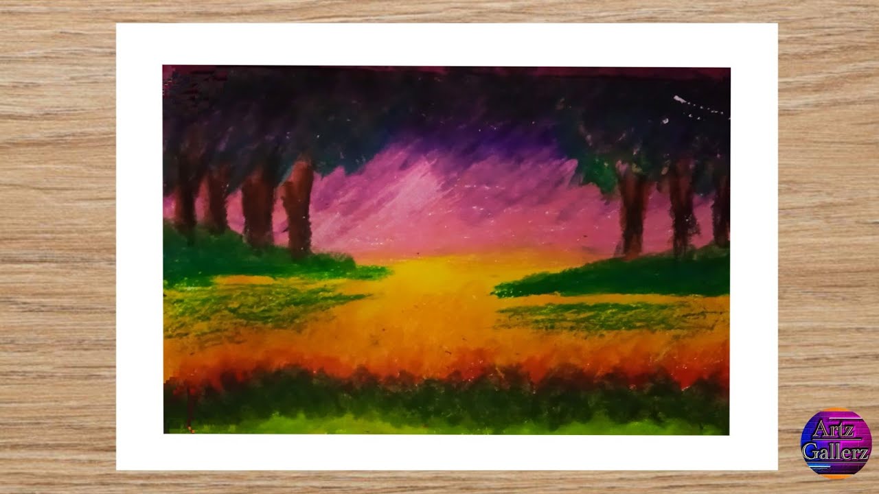 How to Draw Easy Landscape Drawing || Landscape Drawing with Oil ...
