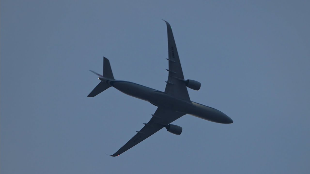 Air China Airbus A350 rotating through the dusky sky - YouTube