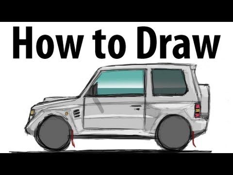 How to draw a Mitsubishi Pajero Evolution - Sketch it quick! - YouTube