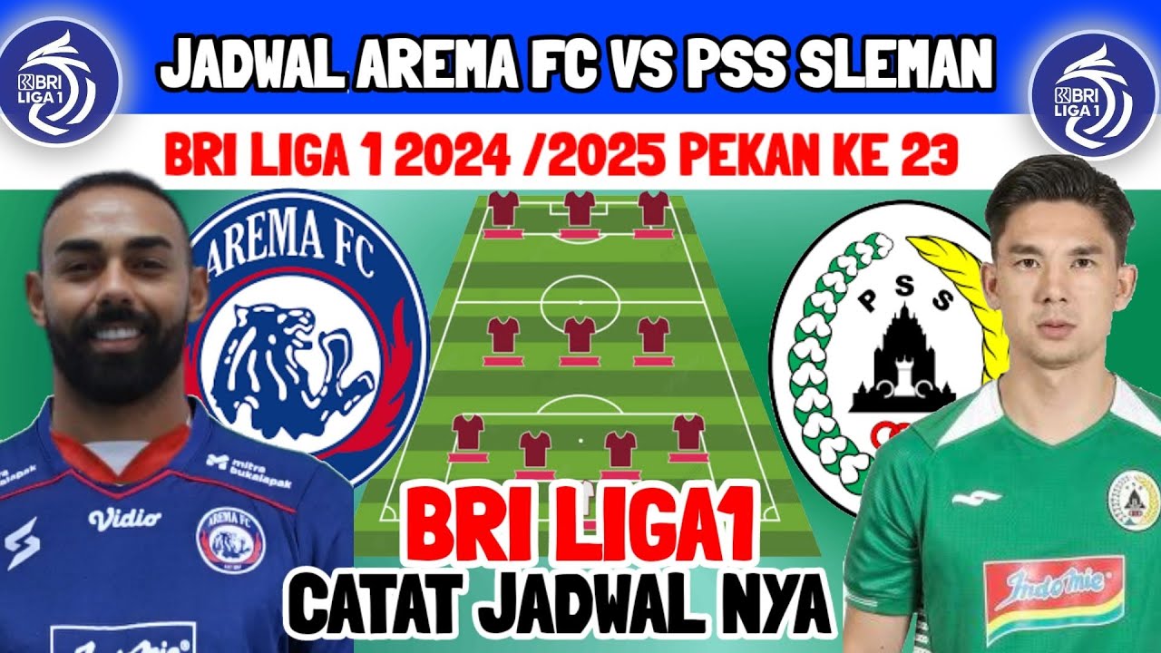 JADWAL AREMA FC VS PSS SLEMAN - BRI LIGA1 PEKAN 23 - LINE UP AREMA FC ...