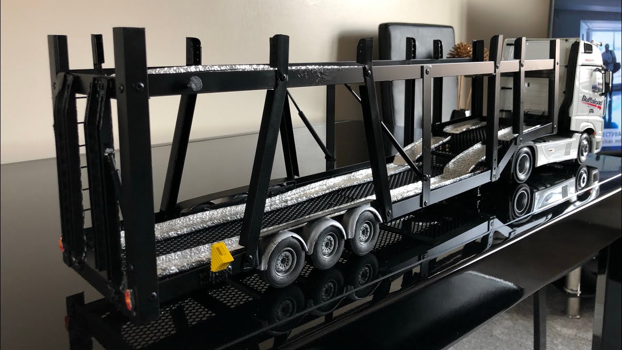 I built a 1/18 car transporter trailer - YouTube